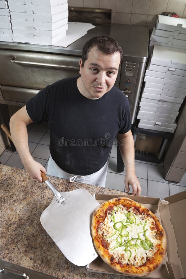 Chef with Fresh Take Out Pizza Stock Photo - Image of business, pizza ...