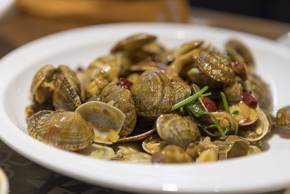 Chef fried shellfish stock photo. Image of life, food - 145726932