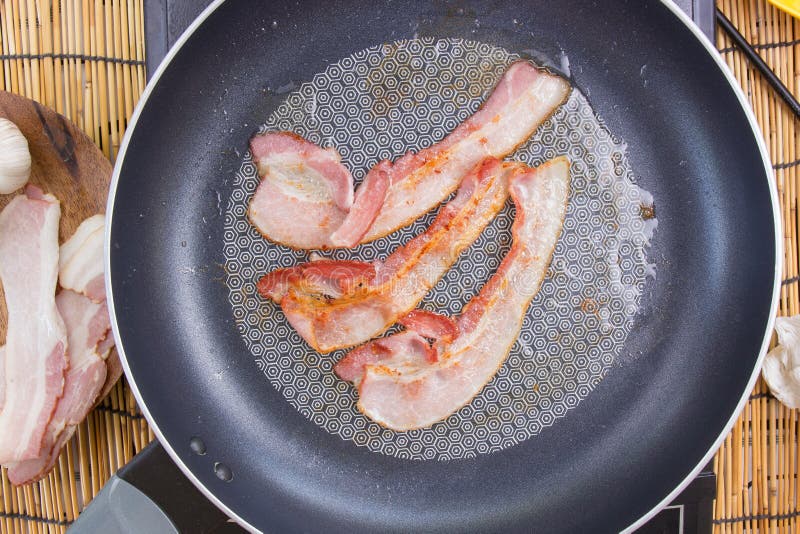 Chef Frying Bacon in the Pan Stock Photo - Image of dish, bacon: 76067672