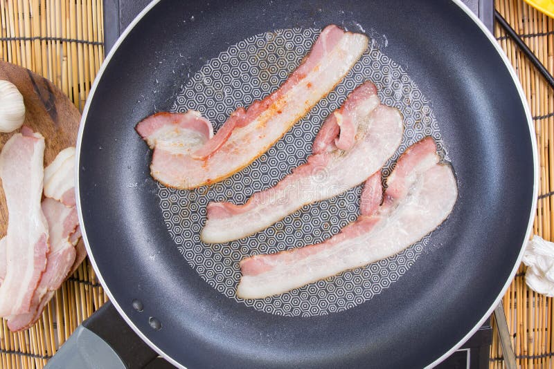 Chef Frying Bacon in the Pan Stock Image - Image of cooking, gourmet ...