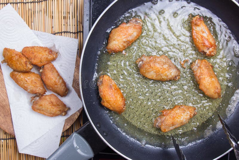Chef Frying Chicken Wings in Pan Stock Image - Image of gourmet ...