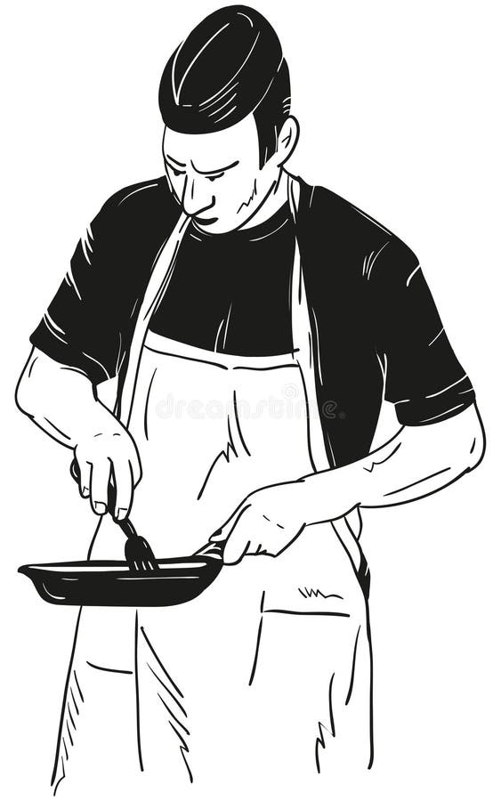 Chef Frying Pan stock illustration. Illustration of gastronomy - 27610210