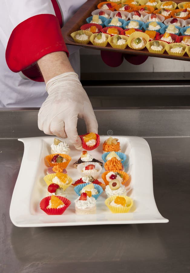 Chef Garnishing Canapes for Party Stock Image - Image of celebrate ...