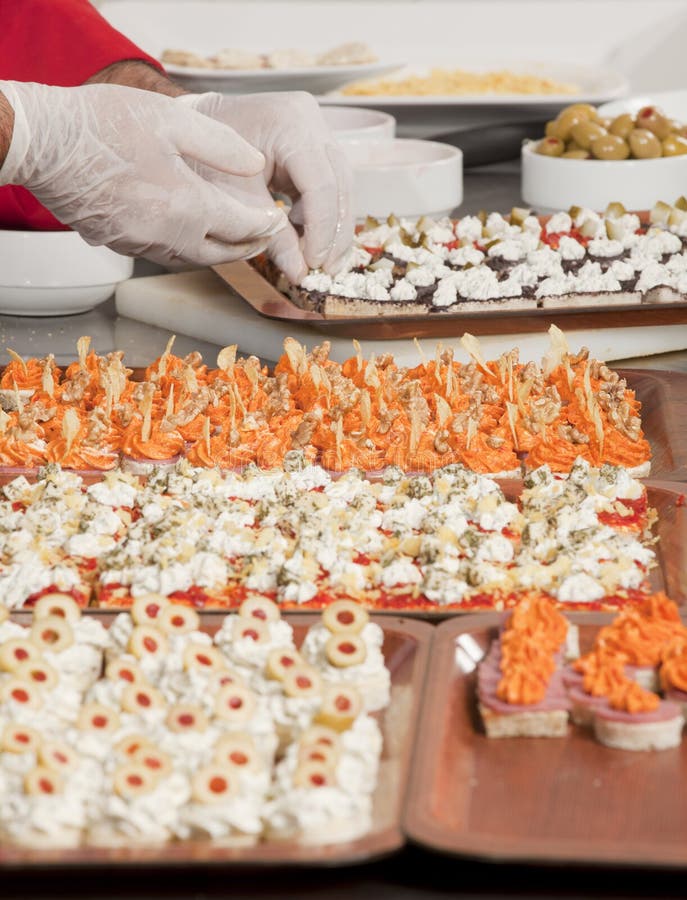 Chef Garnishing Canapes for Party Stock Image - Image of celebrate ...
