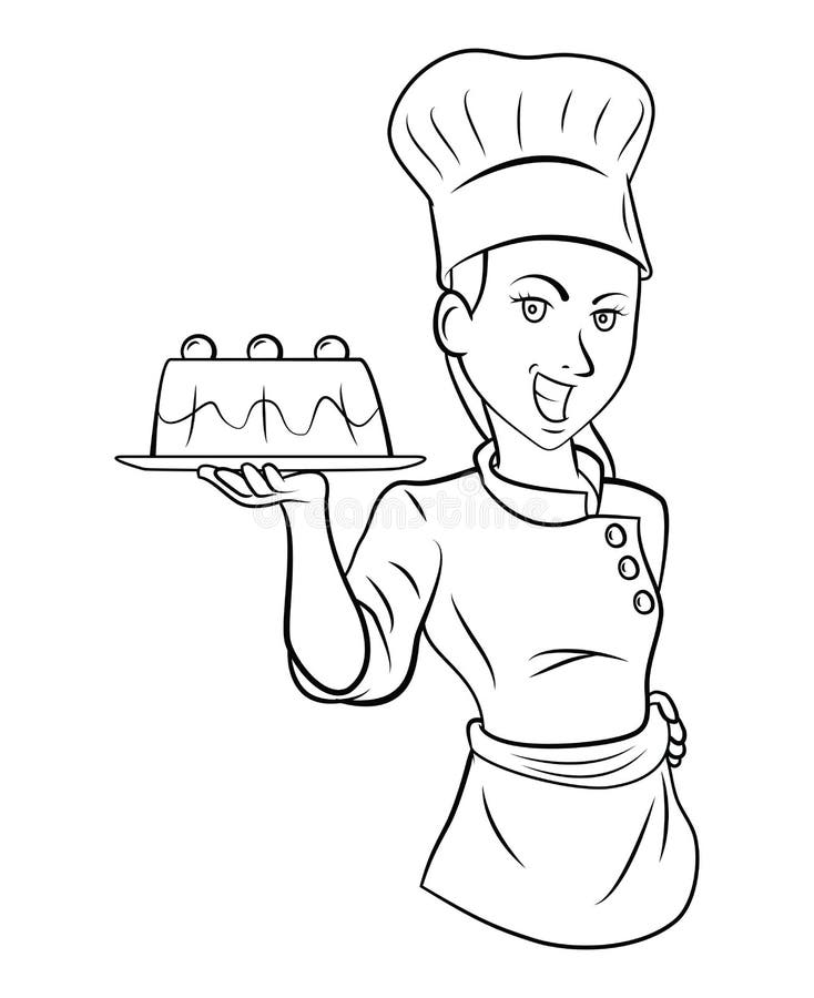 Chef Girl stock vector. Illustration of cute, chef, pizza - 47882181