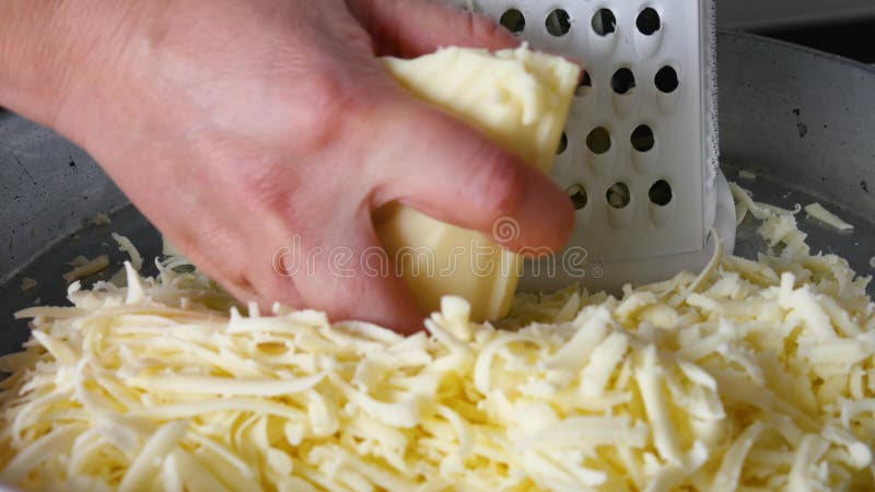 Chef Grating Cheese for Pizza, Close Up Stock Footage - Video of ...