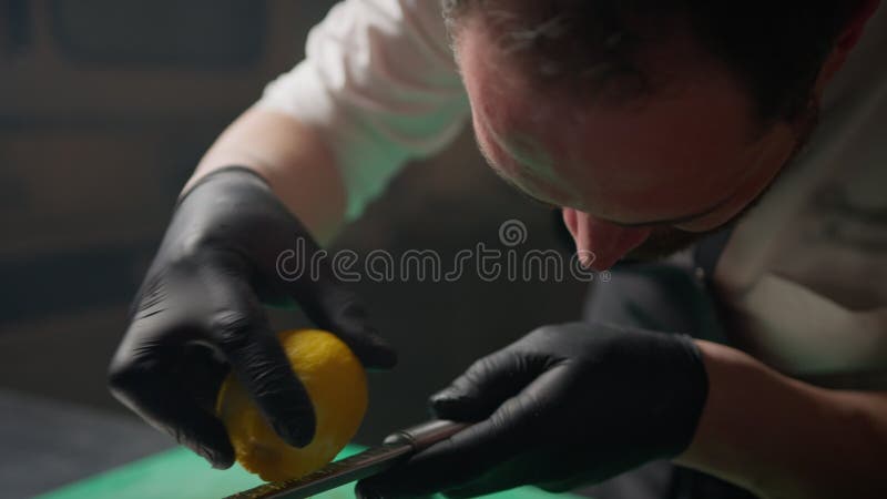 Chef Grating a Lemon for Acid Touch on a Dish Stock Footage - Video of ...