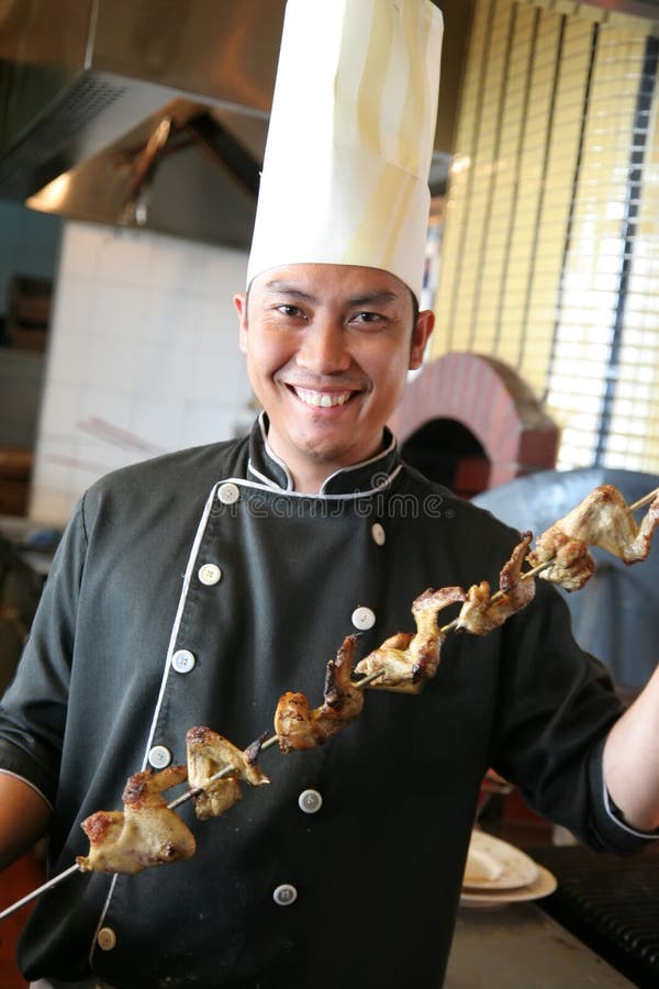 Chef and grilled meat stock image. Image of grilled, industry - 6023771