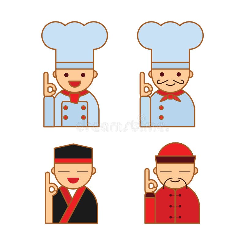 Chef with Hand Sign Ok. Vector Illustration Decorative Design Stock ...