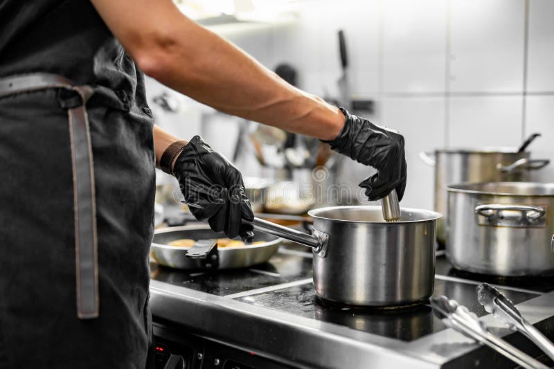 Chef Hands Cooking Food in the Restaurant Stock Image - Image of ...