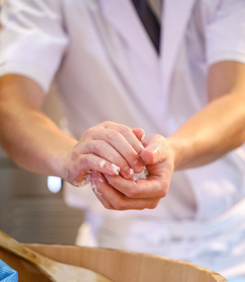 Chef Hands Preparing Japanese Food, Chef Making Sushi, Preparing Stock ...
