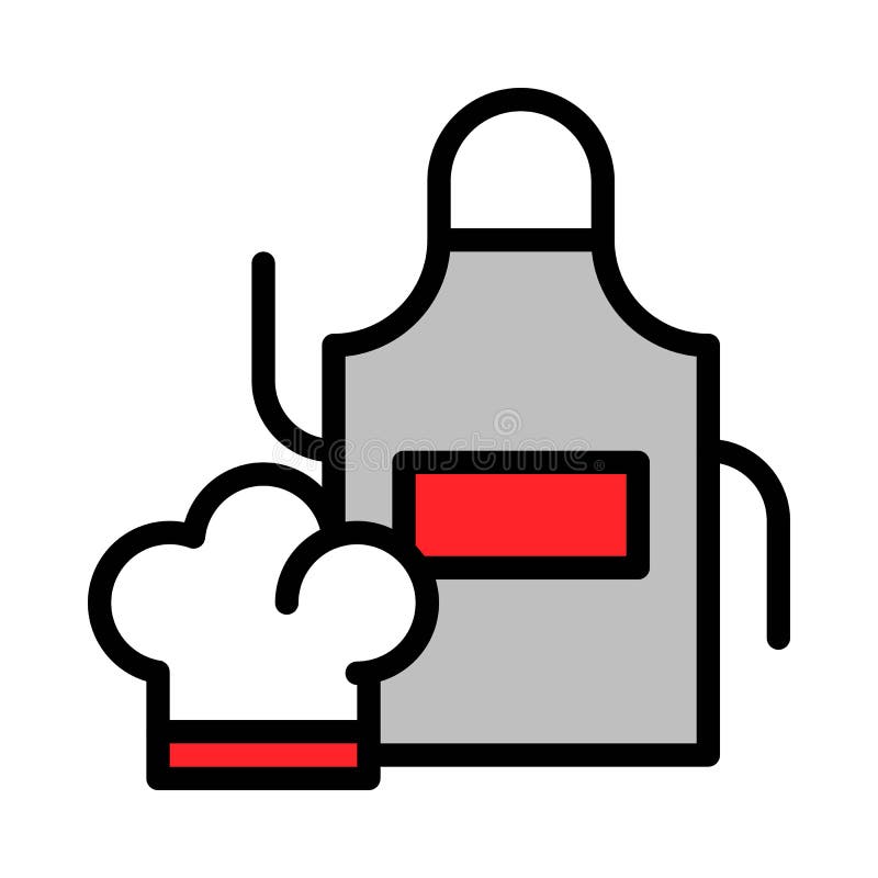Chef Hat and Apron Vector, Barbecue Related Filled Style Editable ...