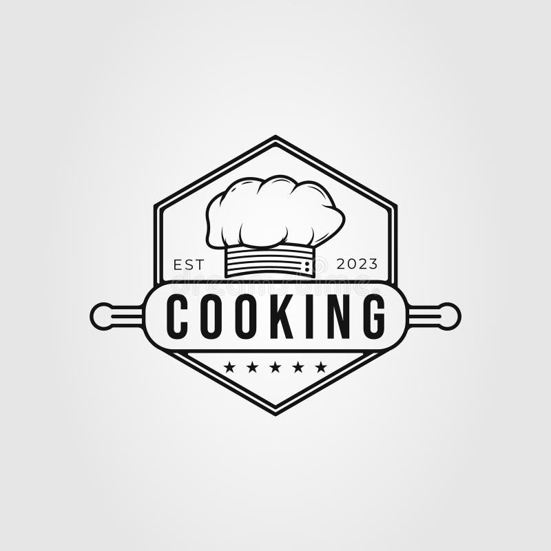 Chef Hat or Cooking Cap with Cake Roller Logo Vector Illustration ...