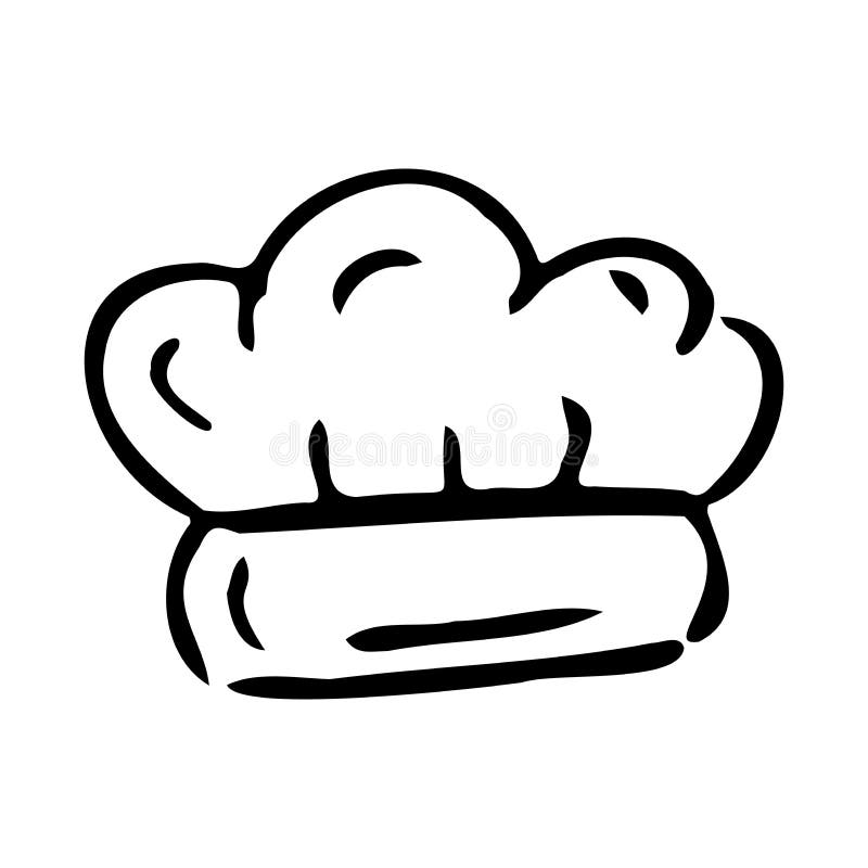Chef Hat Doodle Icon, Uniform Caps for Kitchen Staff Stock Vector ...