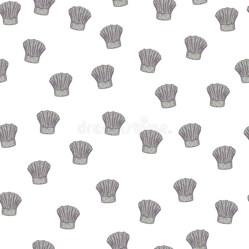 Chef Hat Engraved Seamless Pattern. Kitchen Traditional Element for ...