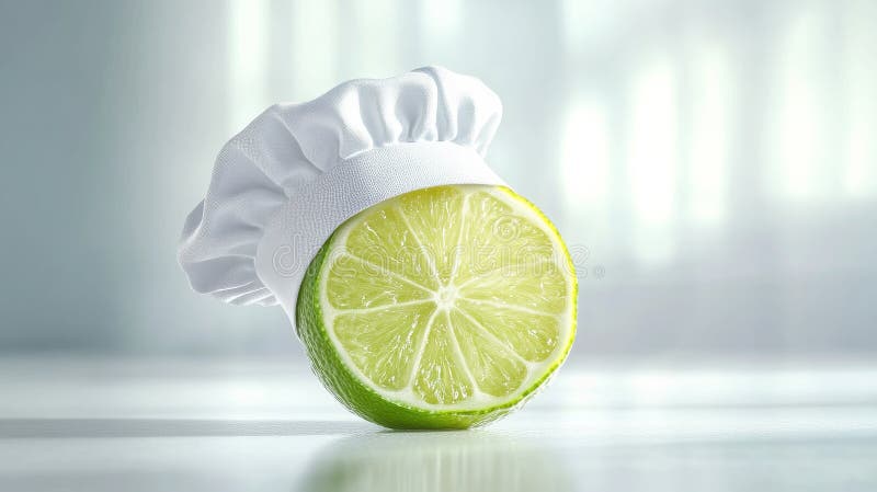 Chef Hat on Fresh Lime Half on White Surface, Culinary Creativity ...
