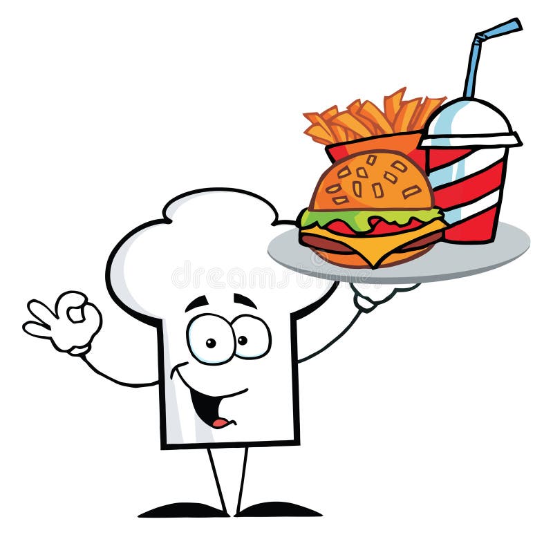 Chef Hat Guy Serving Fast Food Stock Vector - Illustration of ...