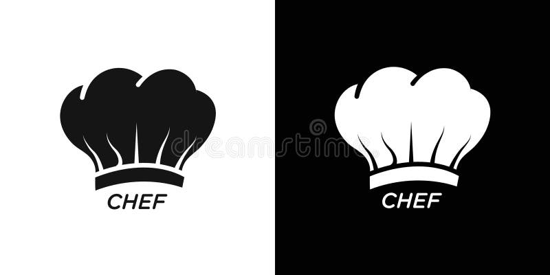 Chef Hat Icon Flat Vector Set Outline Stock Vector - Illustration of ...