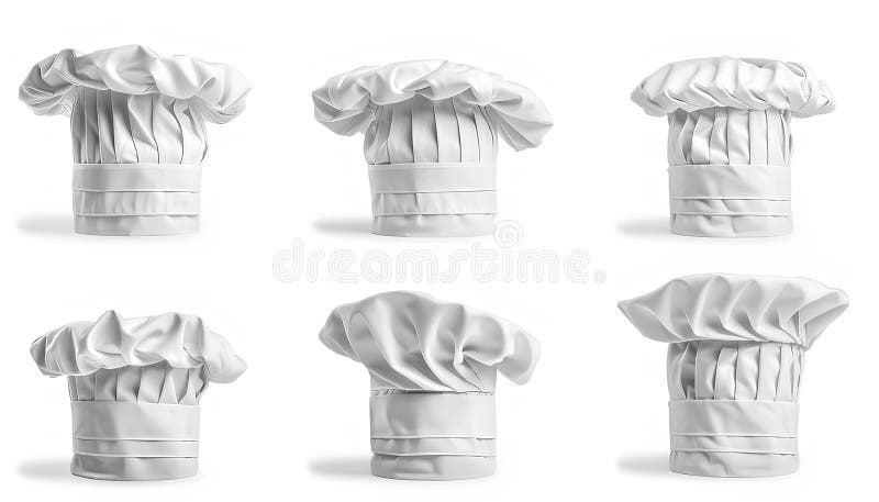 Chef Hat Isolated on White, Collage. Uniform Stock Photo - Image of ...