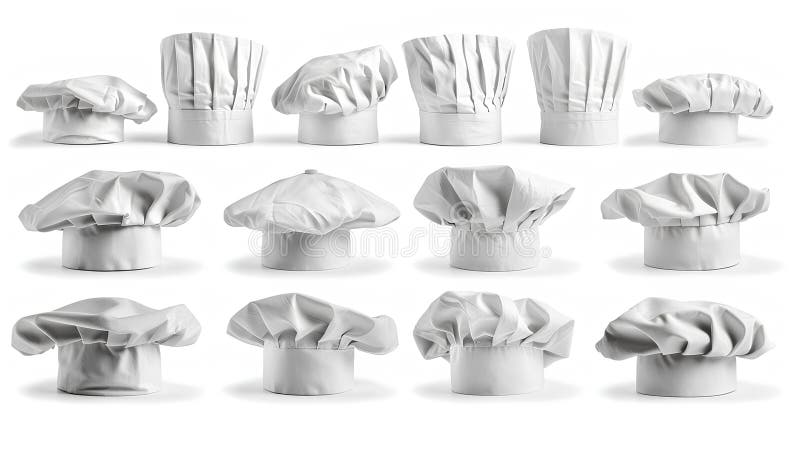 Chef Hat Isolated on White, Collage. Uniform Stock Image - Image of ...