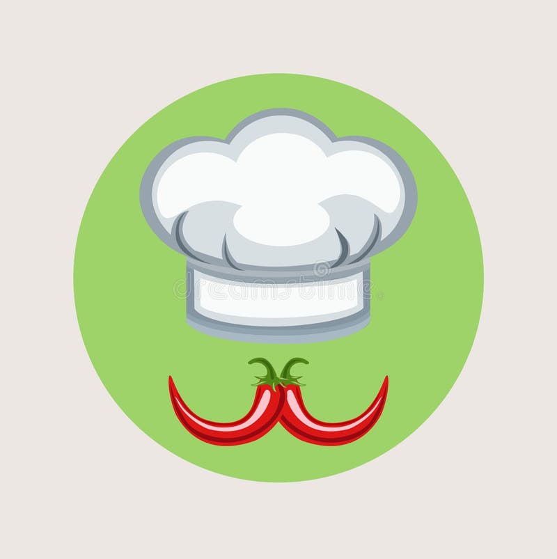 Chef Hat with Pepper Mustache Flat Design Vector Stock Vector ...