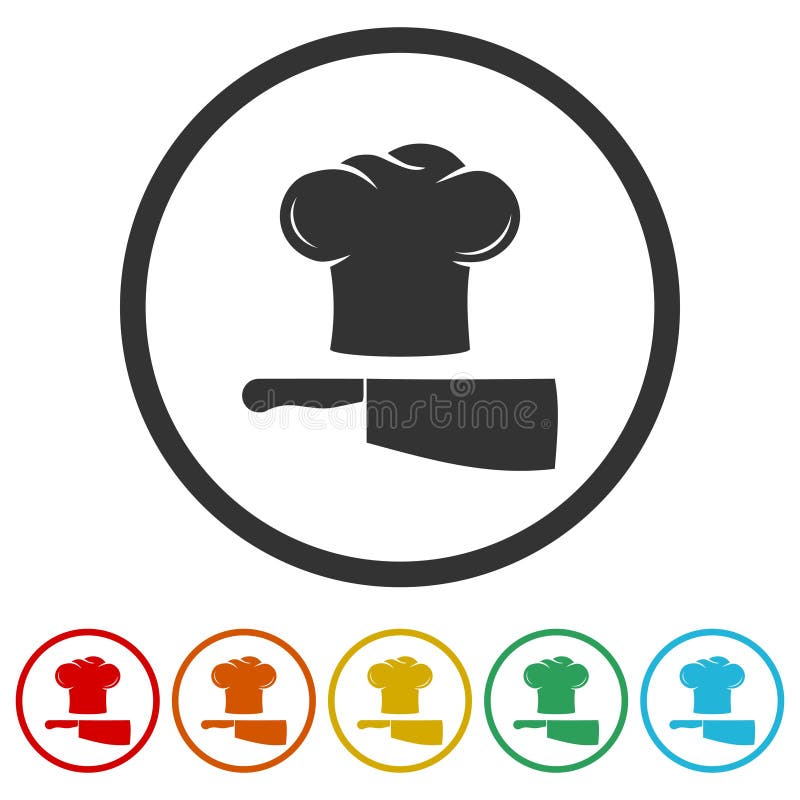 Chef Hat Ring Icon Isolated on White Background Color Set Stock Vector ...
