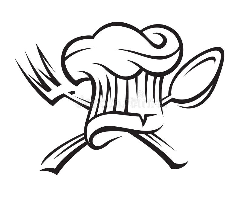 Chef Hat with Spoon and Fork Stock Vector - Illustration of hunger ...