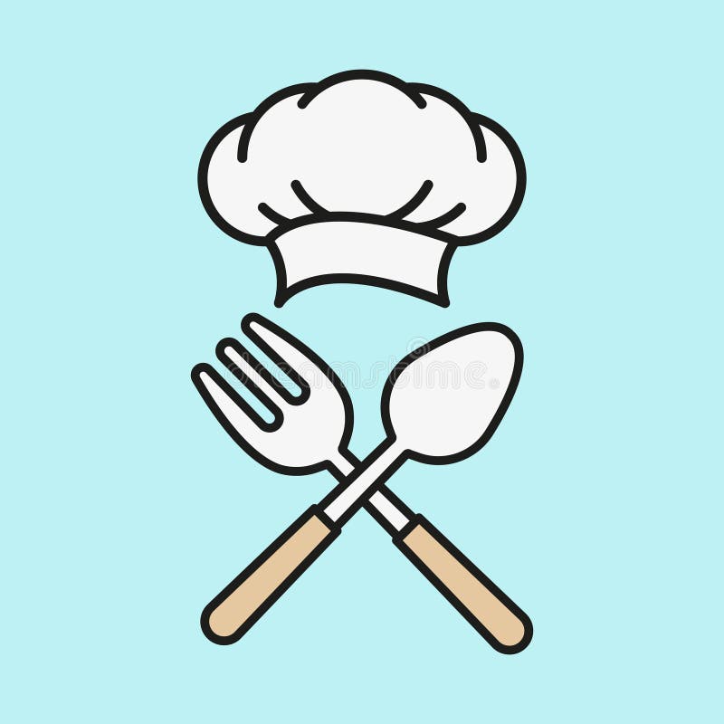 Chef Hat and Spoon Fork Icon Represents Cooking Passion, Culinary ...
