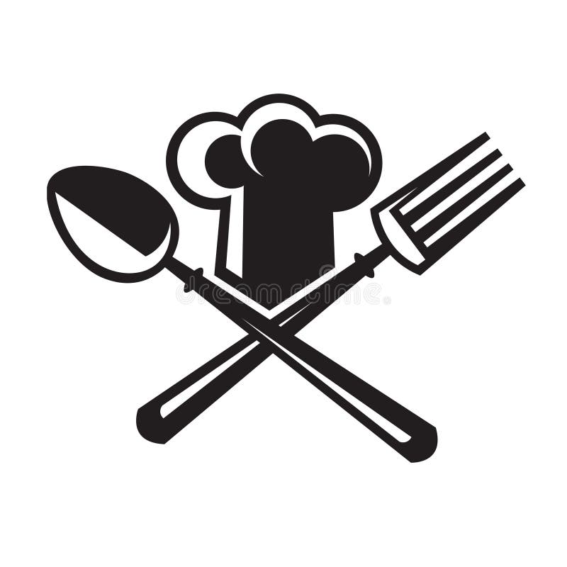 Chef with spoon and fork stock vector. Illustration of flame - 38816621