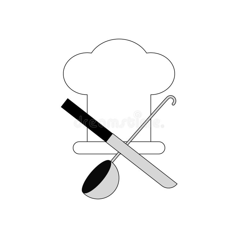 Chef Hat Symbol Sign. Cooks Hat with Knife and Spoon. Flat Linear ...