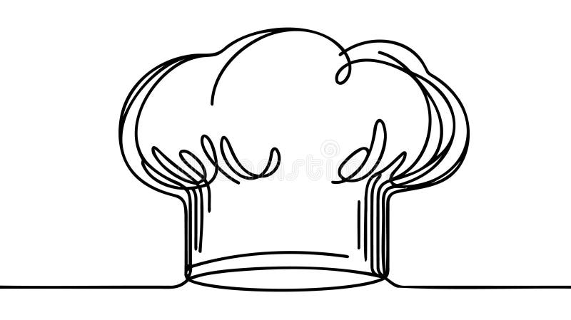 Chef Hat Vector One Line Continuous Drawing Illustration. Hand Drawn ...