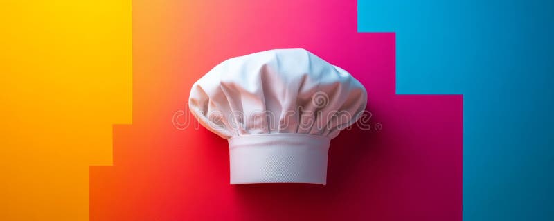 Chef Hat on Vibrant Geometric Background, Modern Culinary Art Concept ...