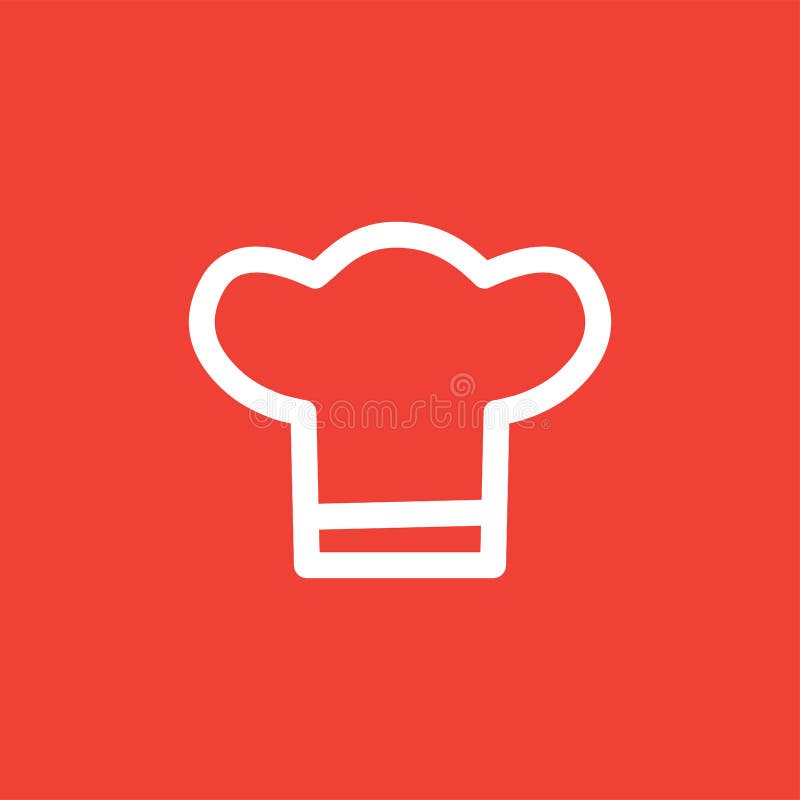 Chef Hats Icon on Red Background. Red Flat Style Vector Illustration ...