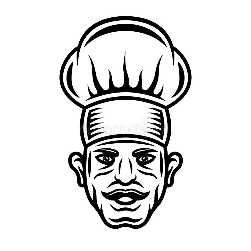 Chef Head with Mustache and Crossed Knives Vector Stock Vector ...