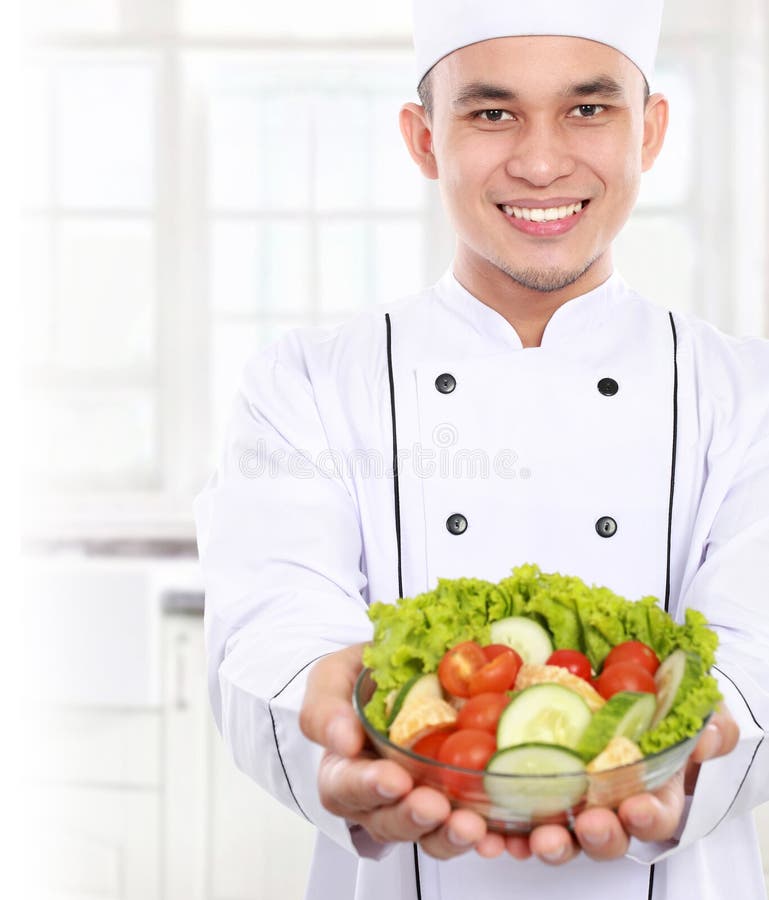 Chef with healthy food stock image. Image of orange, profession - 30014205