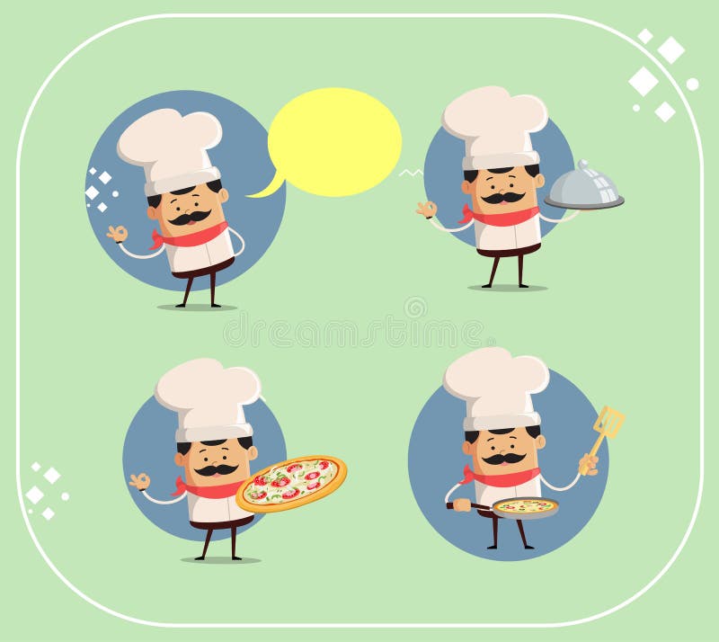 Cartoon Chef Characters Flat Vector Illustration Design Stock Vector ...