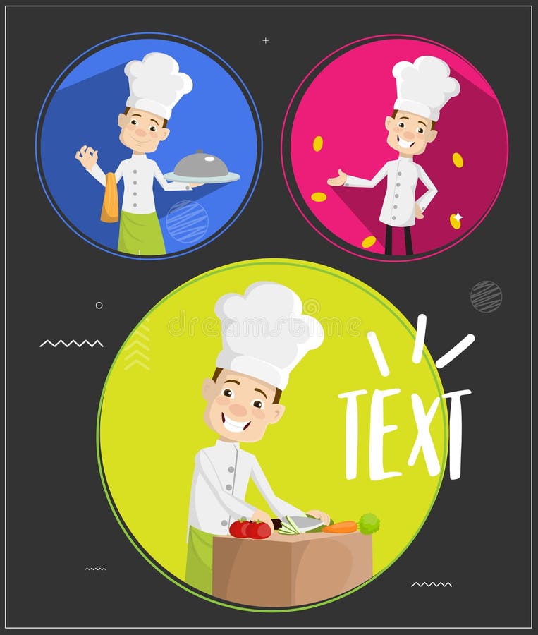 Cartoon Chef Flat Vector Illustration Designs Stock Vector ...