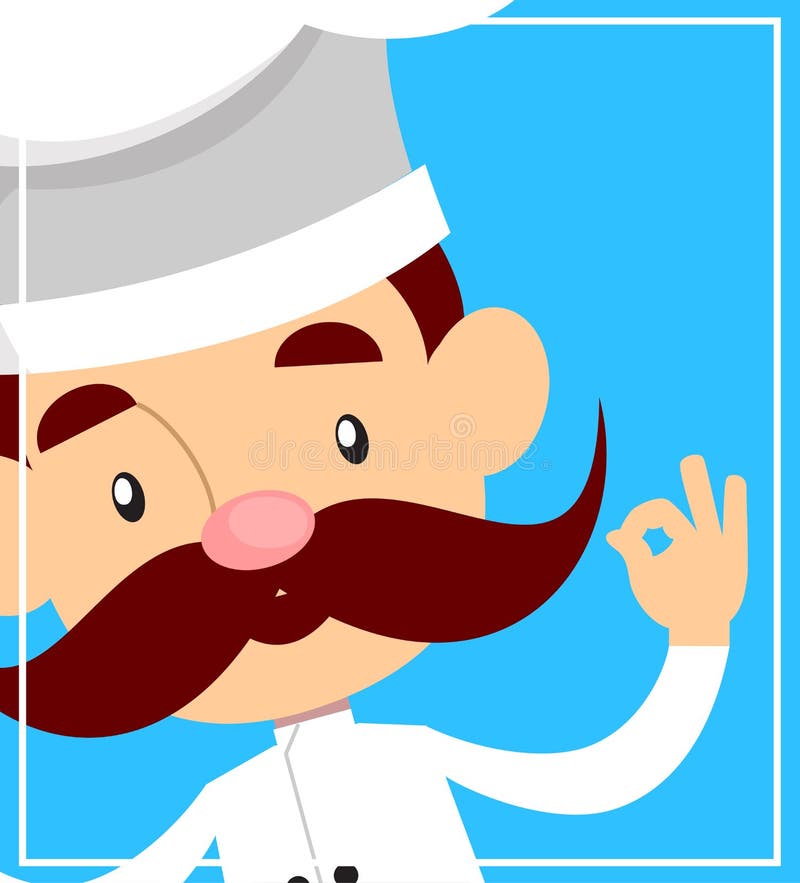 Cartoon Chef Portrait Flat Vector Illustration Design Stock Vector ...