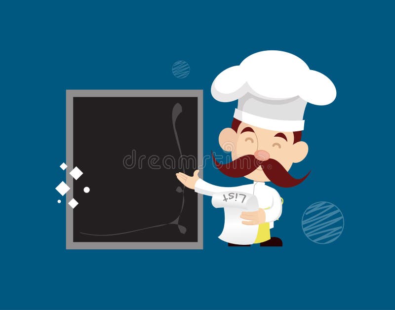 Cartoon Chef Presenting Board Flat Vector Illustration Design Stock ...