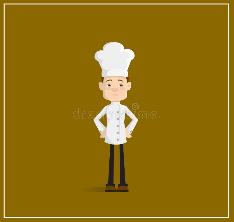 Cartoon Chef Standing Flat Vector Illustration Design Stock Vector ...