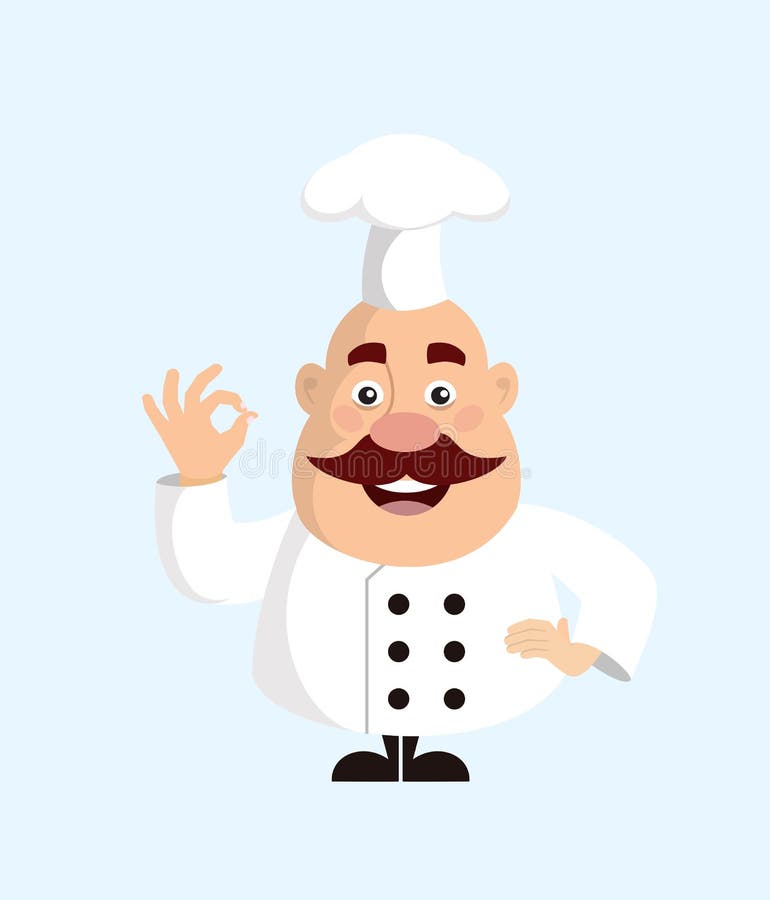 Fat Cartoon Chef Standing Flat Vector Illustration Design Stock Vector ...