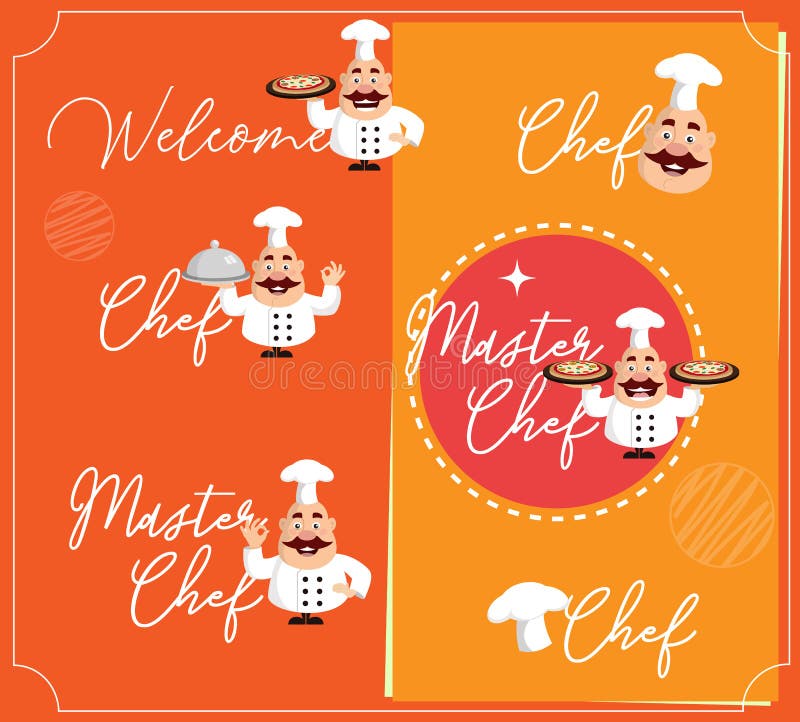 Fat Cartoon Chef Text Logos Flat Vector Illustration Design Stock ...