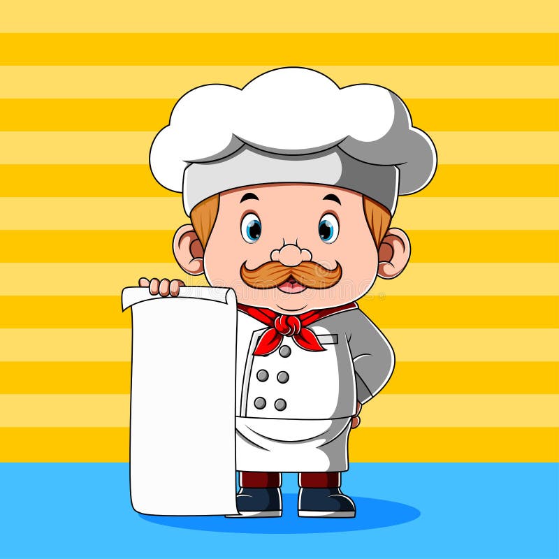 The Chef is Holding the Blank Paper for the Menu Stock Vector ...