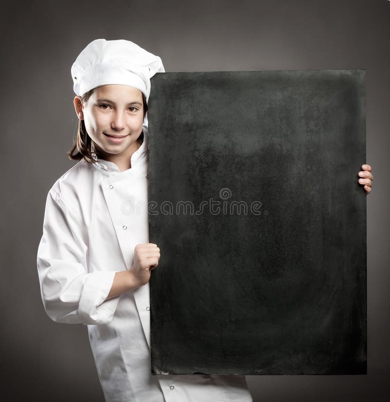 Chef showing menu sign stock image. Image of female, baker - 20853095