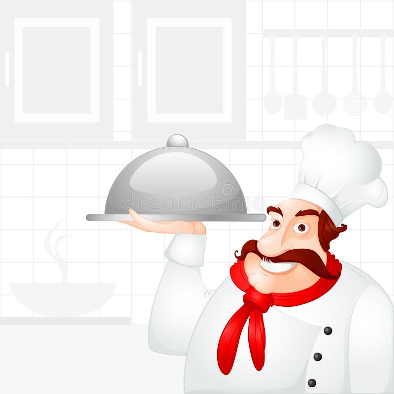 Chef holding Cloche stock vector. Illustration of cooking - 29568690