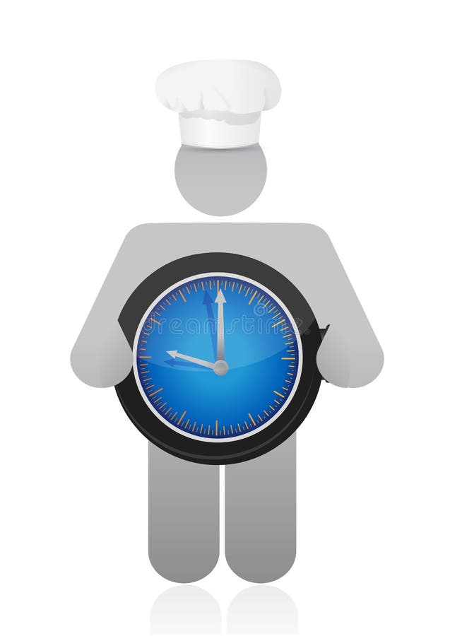 Chef Holding a Clock. Cooking Time Concept Stock Illustration ...