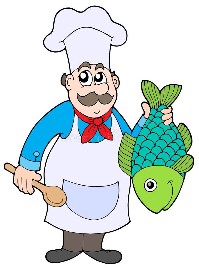 Chef holding fish stock vector. Illustration of chef, cook - 6744141