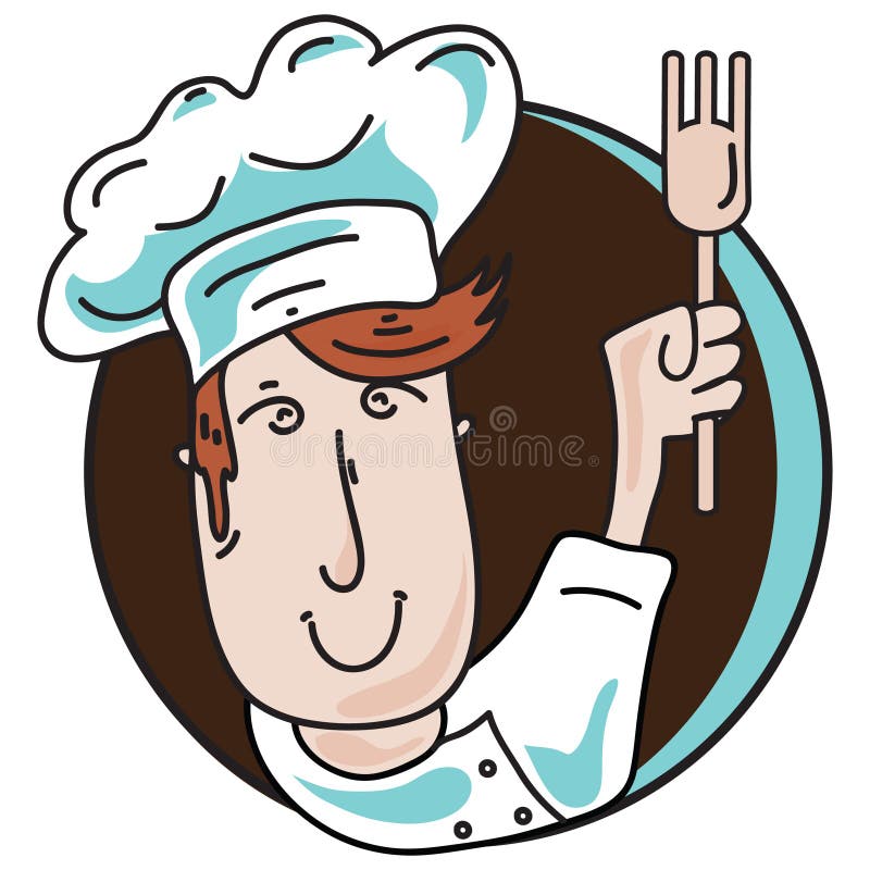 Chef Holding Fork. Vector Illustration Decorative Design Stock Vector ...