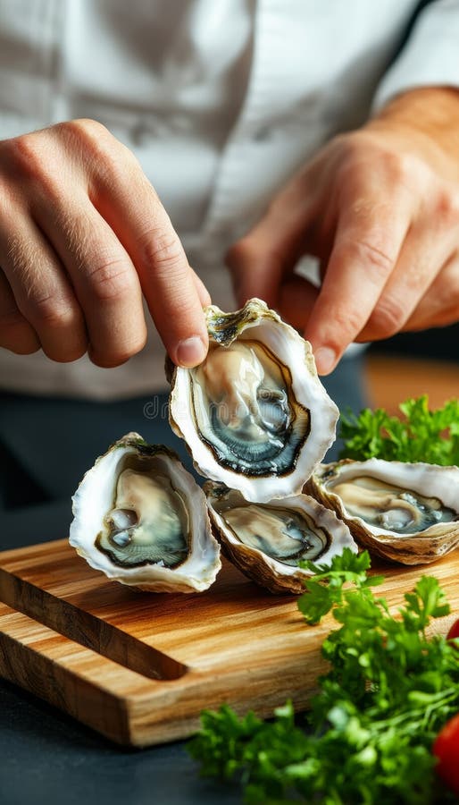 Chef Holding Fresh Oyster Stock Illustrations – 7 Chef Holding Fresh ...