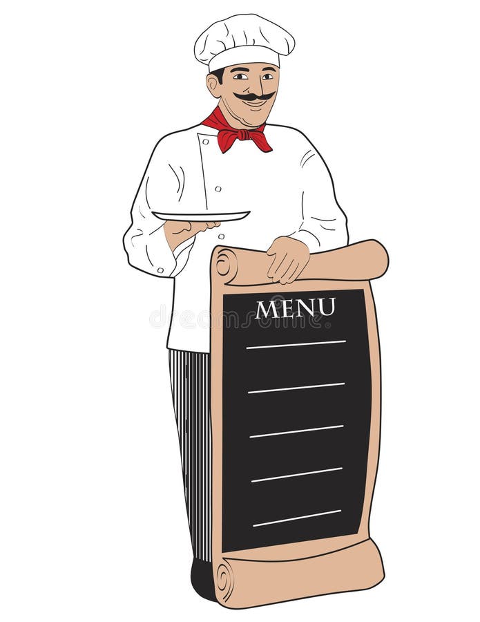 Cartoon Chef Menu stock vector. Illustration of chef - 87423340